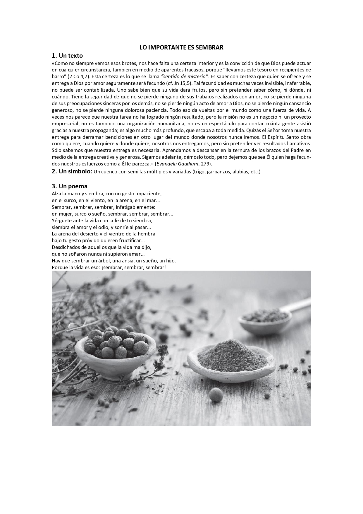 LO IMPORTANTE ES SEMBRAR | Parroquia Santa María del Pilar Marianistas