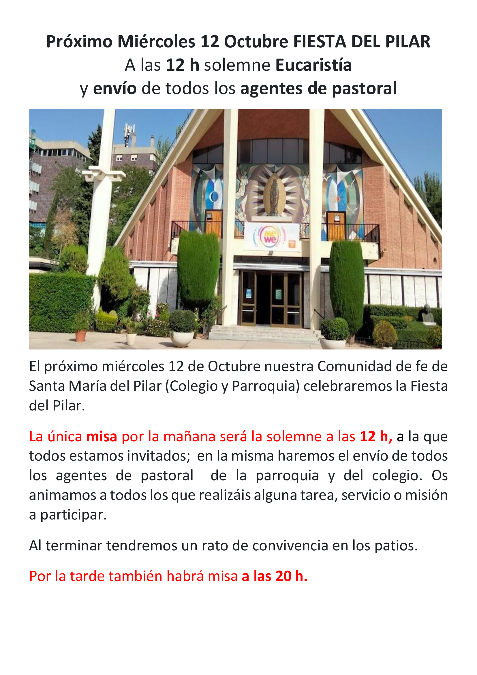 FIESTA DEL PILAR | Parroquia Santa María del Pilar Marianistas